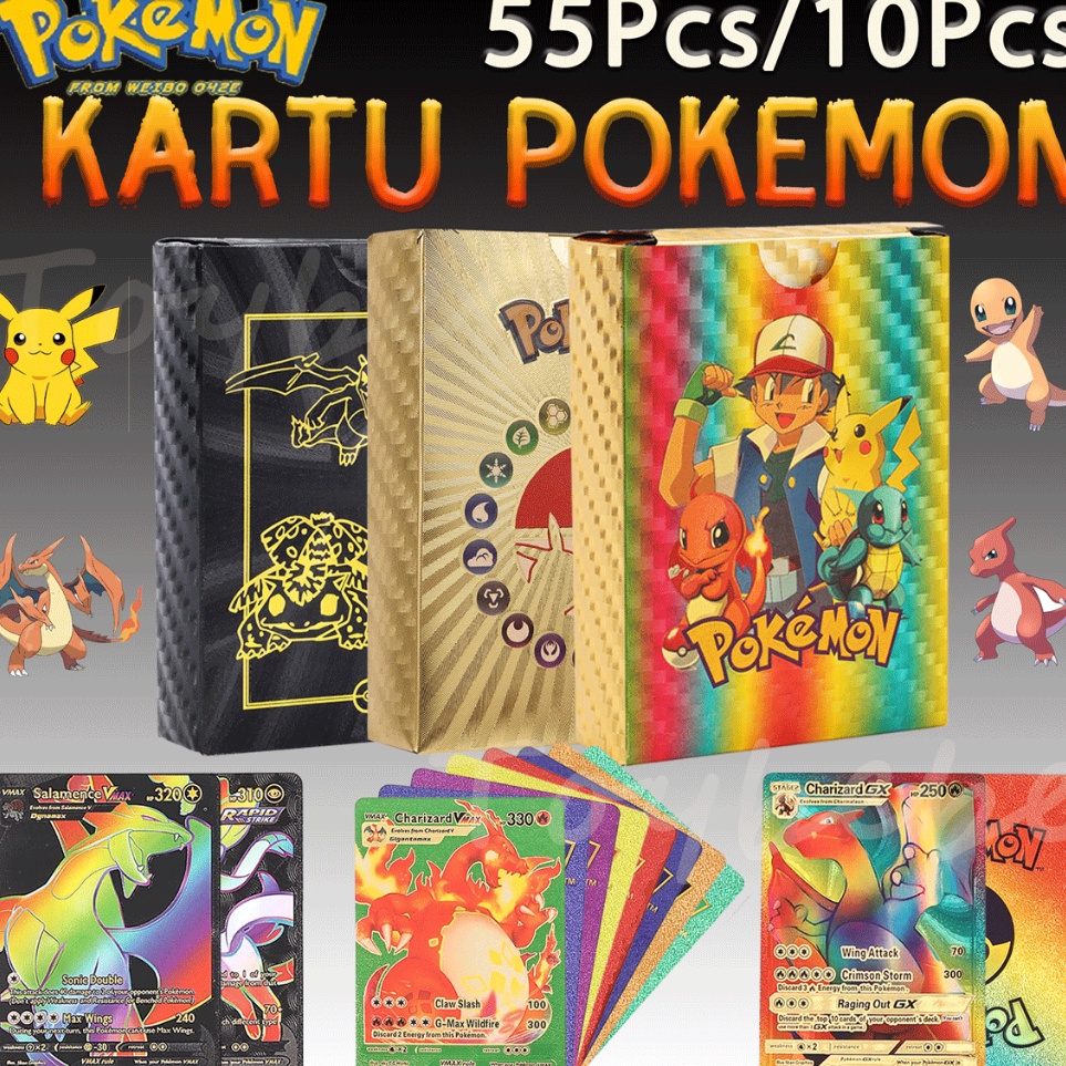 Jual Harga Terupdate ReadyORI Kartu Pokemon Go Pikachu Charizard 1pcs Bahan Metal Warna Emas ...