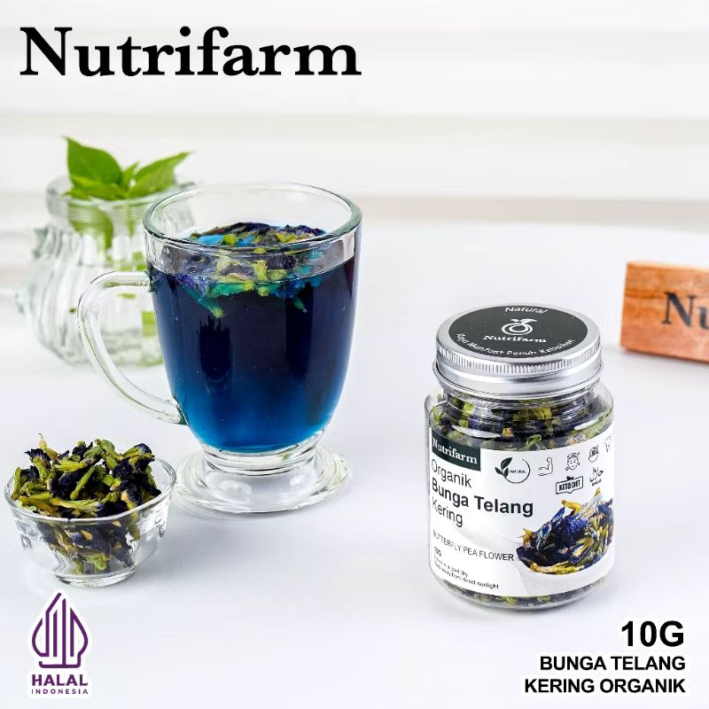 Jual Teh Bunga Telang Kering Organik Butterfly Pea Nutrifarm 10g | Shopee Indonesia