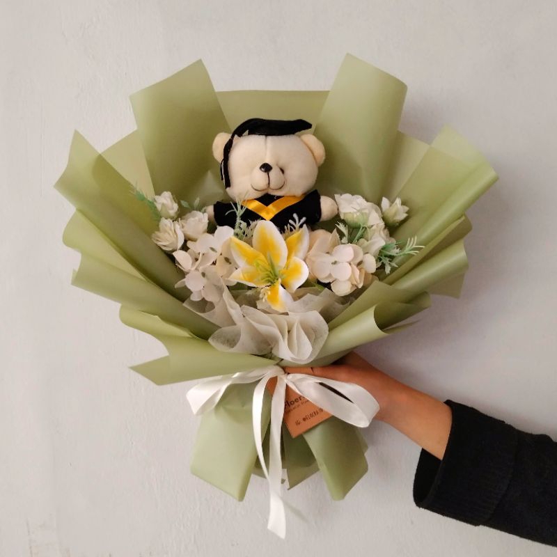 Jual (Ready) buket size S 40cm boneka bunga palsu bucket wisuda bouquet ...