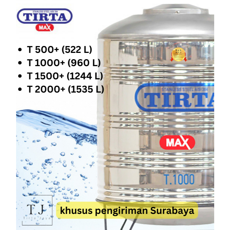 Jual Tandon Air TIRTA MAX STAINLESS T 500 1000 1500 2000 Toren Air ...
