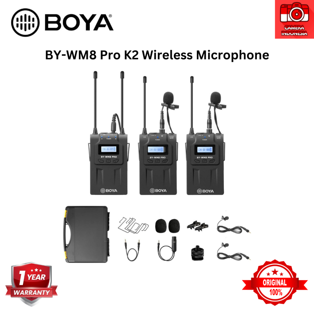 Jual BOYA BY-WM8 Pro K2 UHF Dual Channel Wireless Mic Microphone System ...