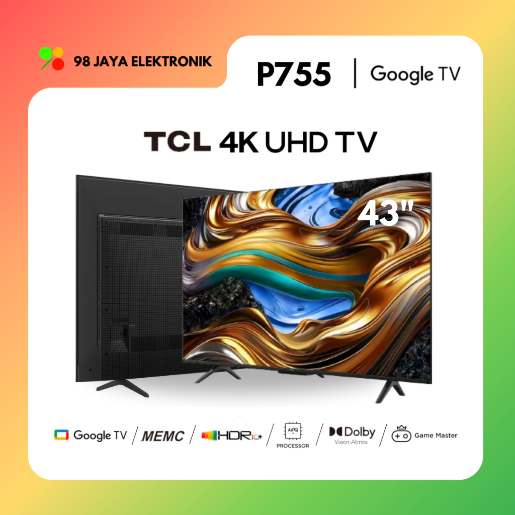 Jual TCL LED 43 INCH - 43P755 4K UHD HDR10+ - GOOGLE TV - DOLBY VISION ATMOS | Shopee Indonesia