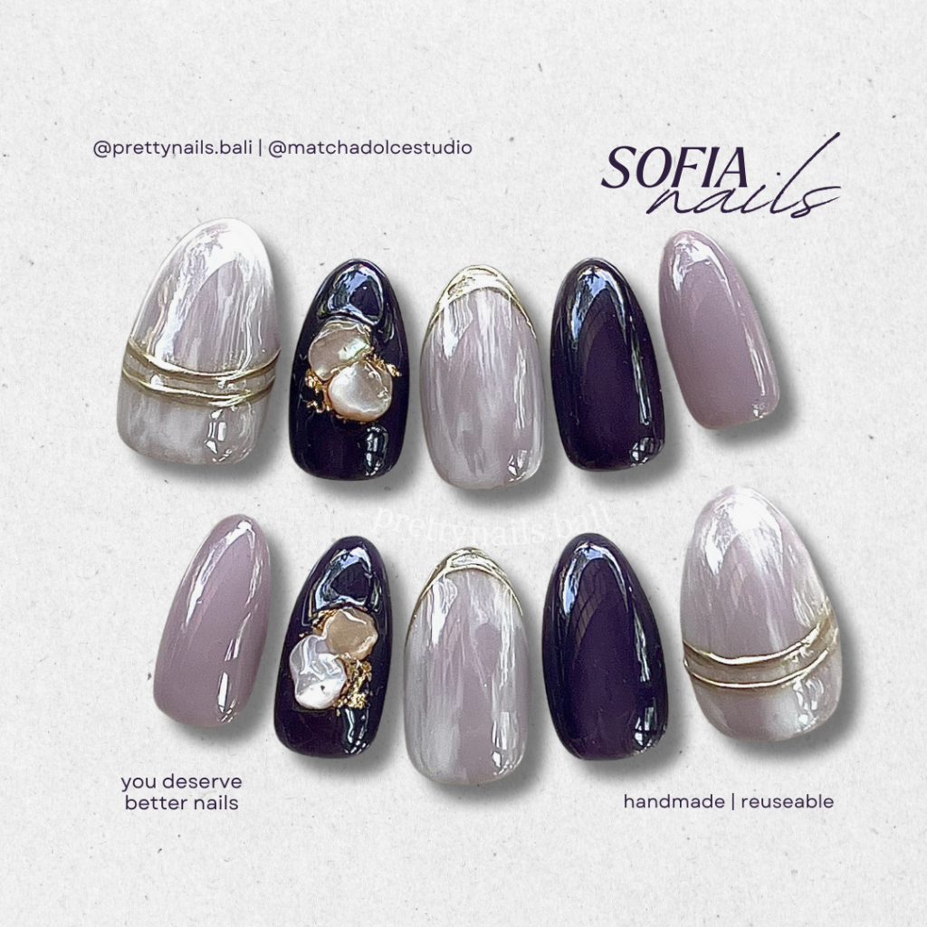 Jual Press On Nails Sofia Bloom | Kuku Palsu 10pcs | Shopee Indonesia