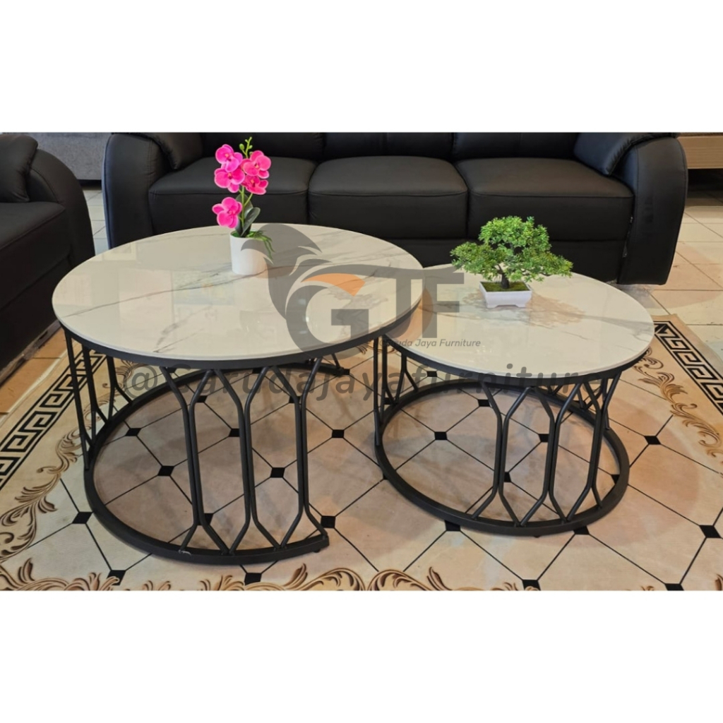 Jual MEJA TAMU GRANITE MARMER BULAT 2 TINGKAT MOTIF MARMER MARBEL 80x60 ...