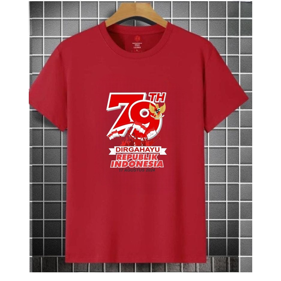 Jual Kaos 17 agustus ke 79 dirgahayu Indonesia ukuran M L XL | Shopee Indonesia