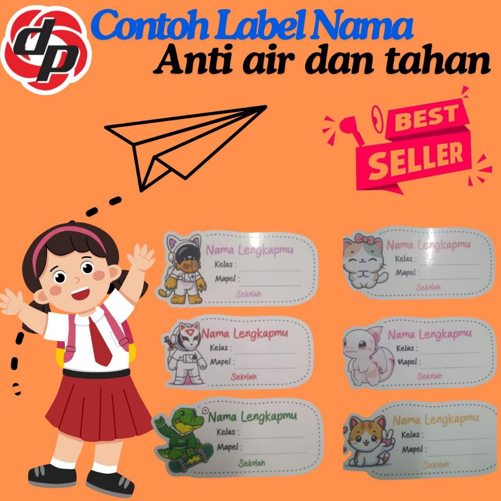 Jual Sticker label buku Pelajaran Custom free desain A4 isi 17pcs ...
