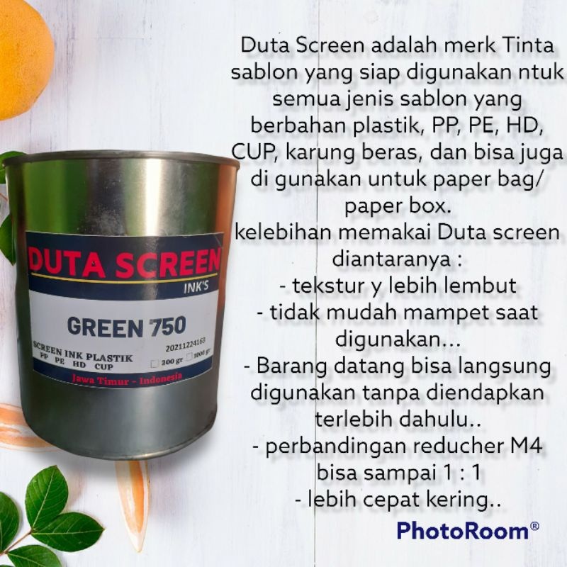 Jual Tinta sablon cat plastik cup plastik duta screen| Green 750 (hijau ...