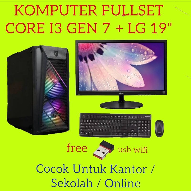 Jual Full set Core i3 gen 7 - LG 19" - 16gb Ram - 500gb ssd - Pc ...