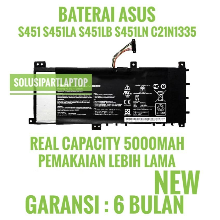 Jual BATERAI ASUS A451 A451L A451LN A451LB A451LA C21N1335 BLACK | Shopee Indonesia