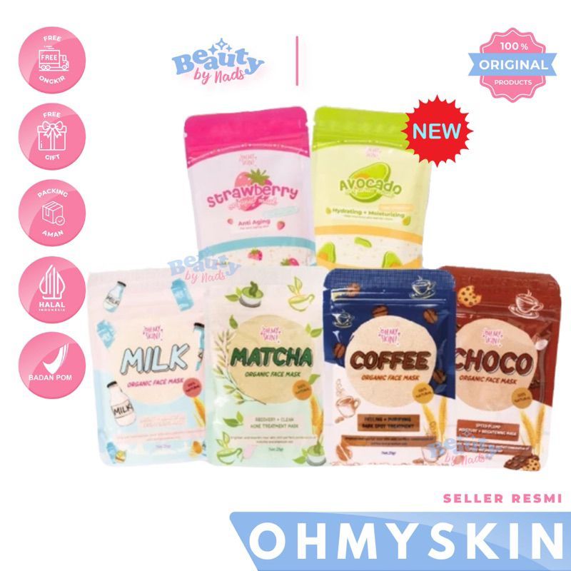 Jual BEAUTYBY.NADS | MASKER WAJAH PREMIUM OAT BUBUK OHMYSKIN Matcha Choco Milk Coffee OH MY SKIN ...