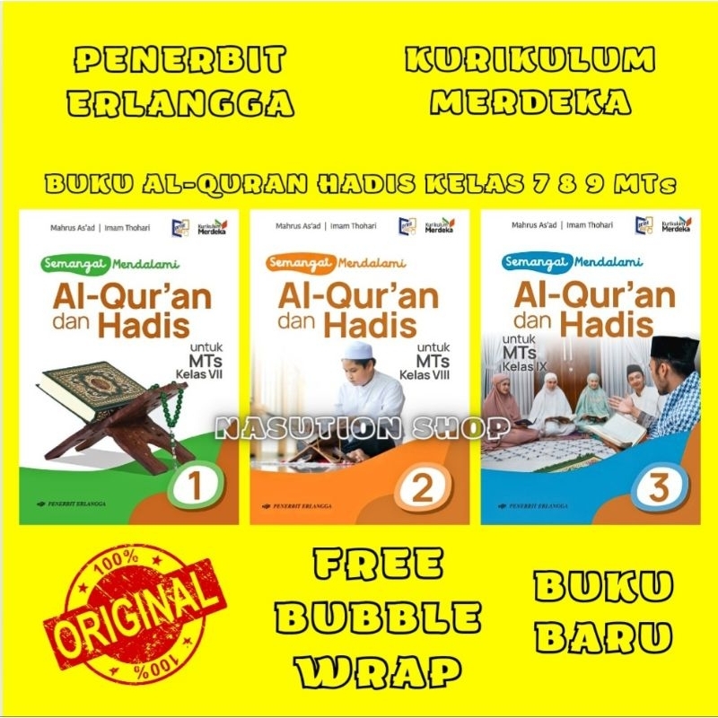 Jual Buku Semangat Mendalami Al-quran dan Hadis Kelas 1 2 3 / 7 8 9 MTs Erlangga Kurikulum ...