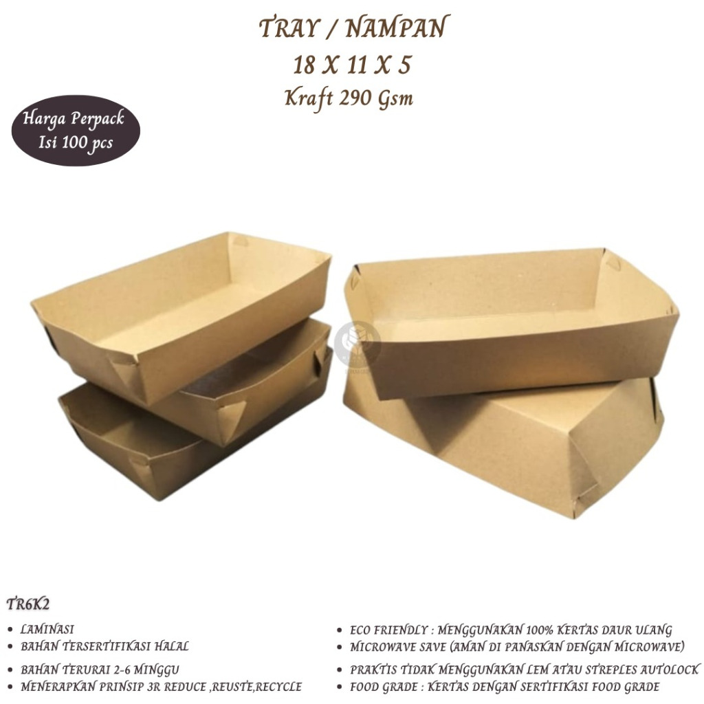Jual Paper Tray Large 18X11X5 Kertas Makanan (Paket 100 Pcs-TR6K2 ...