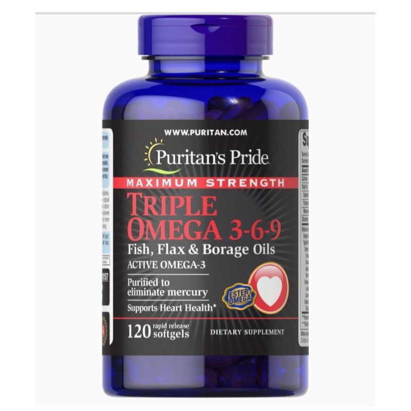 Jual Puritans puritan Pride Triple Omega 3-6-9 369 Fish Flax & Borage Oils 120 softgels puritan ...