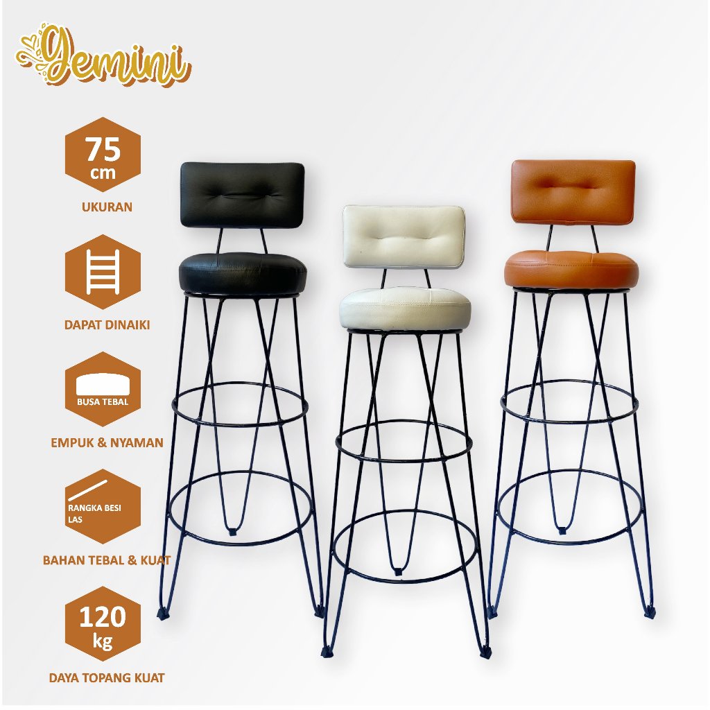 Jual kursi sandaran oreo 75cm / 60cm / 50cm / dudukan busa / sofa / kursi cafe / kursi estetik ...