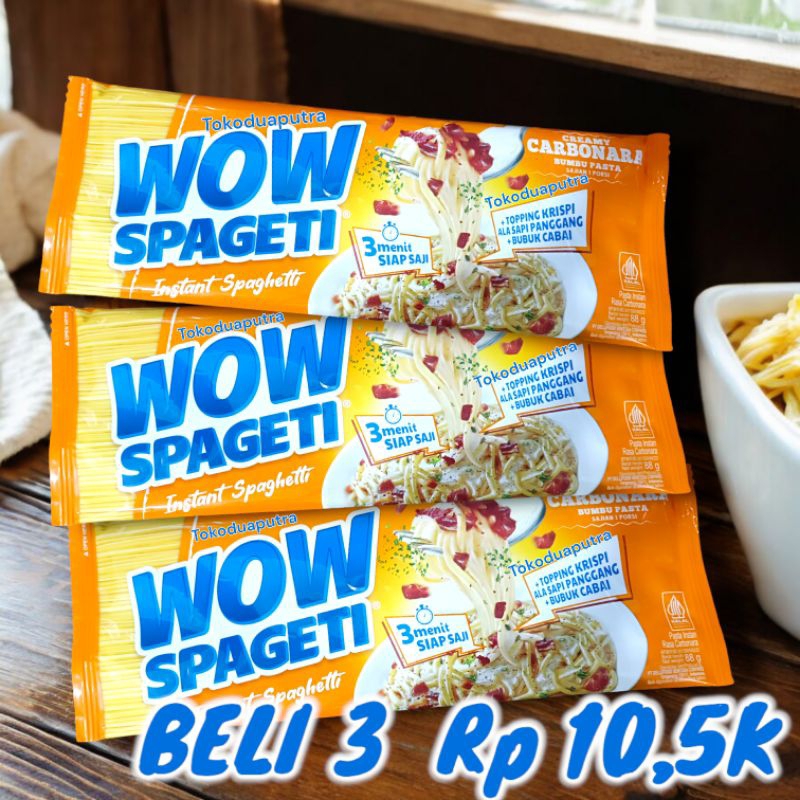 Jual Wow spagetti Creamy Carbonara 88 gr X 3 bungkus / wow spageti Carbonara l | Shopee Indonesia