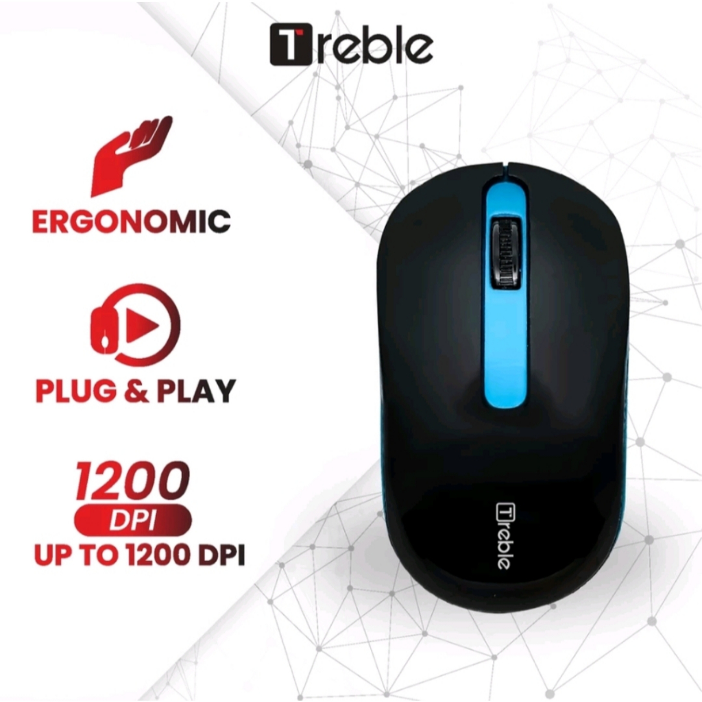 Jual Treble JM Wireless Mouse Ergonomic Design 1200 DPI 2.4 Ghz - TMS2 ...