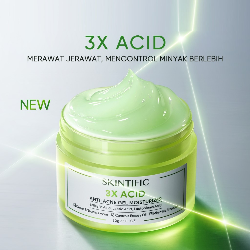 Jual LIVI - SKINTIFIC 3X ACID Anti-Acne Gel Moisturizer 30gr(HIJAU ...