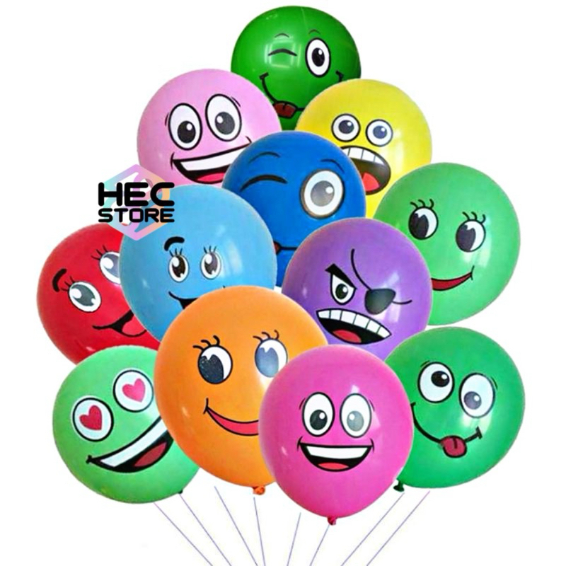 Jual BALON LATEX EMOTICON MIX 12 INCH | BALON EMOJI MIX (1 PACK ISI 50 ...