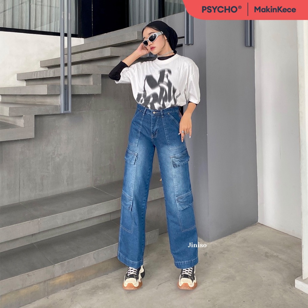 Jual JINISO PSYCHO 554 Highwaist Cargo Loose Jeans | Shopee Indonesia