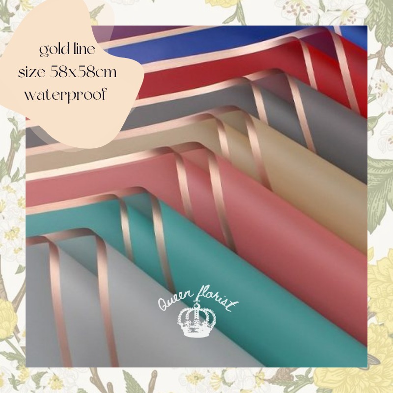 Jual GOLD LINE FLOWER WRAPPING COLOR TRANSPARENT CELLOPHANE KERTAS ...