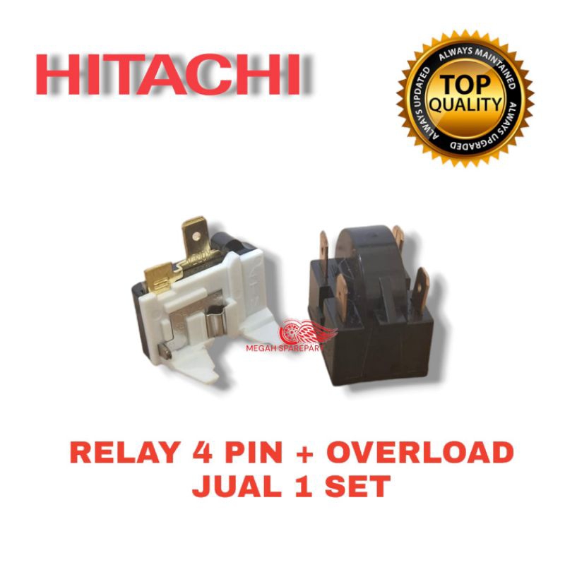 Jual Set Relay 4 pin + PTC Overload kulkas HITACHI 1/2 Pintu | Shopee ...
