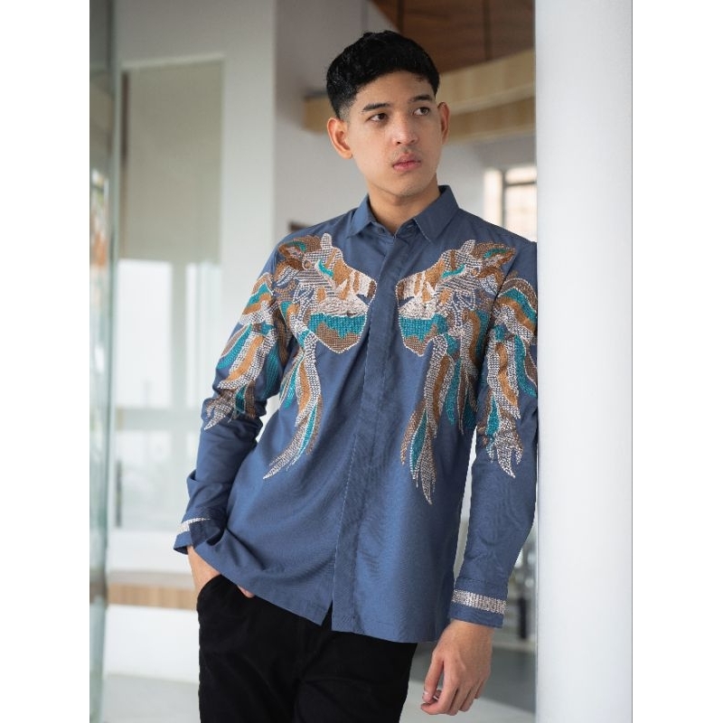 Jual Kemeja Bordir Pria NUC.ID Samba 03 (Denim) | Shopee Indonesia