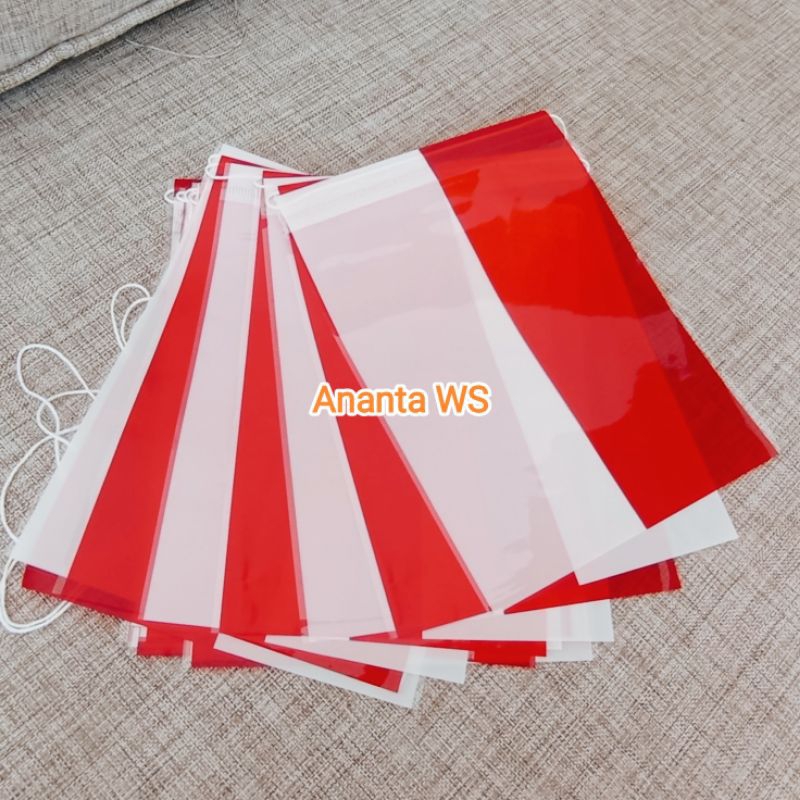 Jual Bendera Tali Merah Putih Plastik Premium Tebal Mengkilat Renteng ...