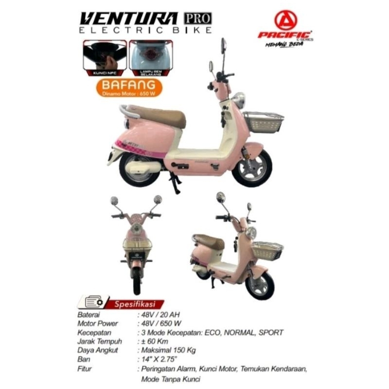 Jual Sepeda Listrik PACIFIC VENTURA PRO 20 AH Electric E-Bike 650 Watt | Shopee Indonesia
