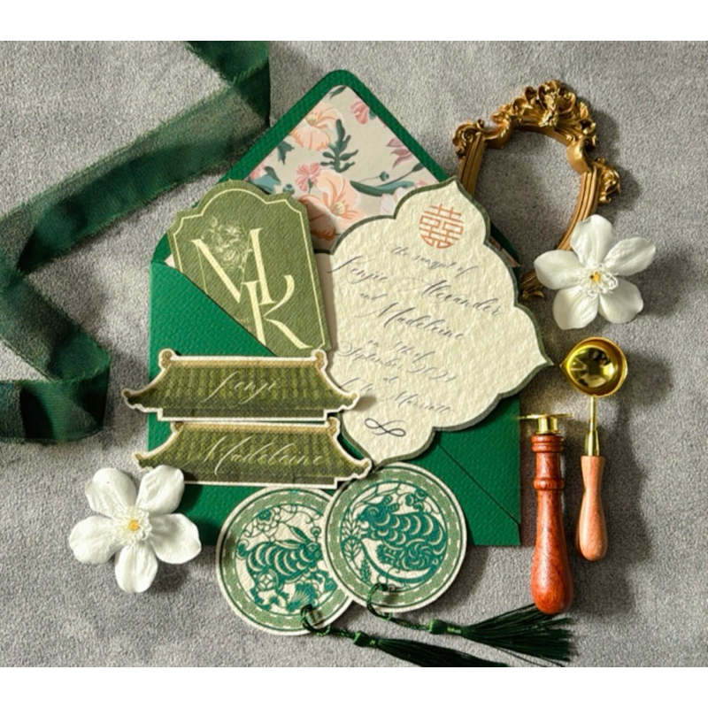 Jual Chinese Sangjit Keepsake Wedding Vows Undangan Kaligrafi | Shopee ...