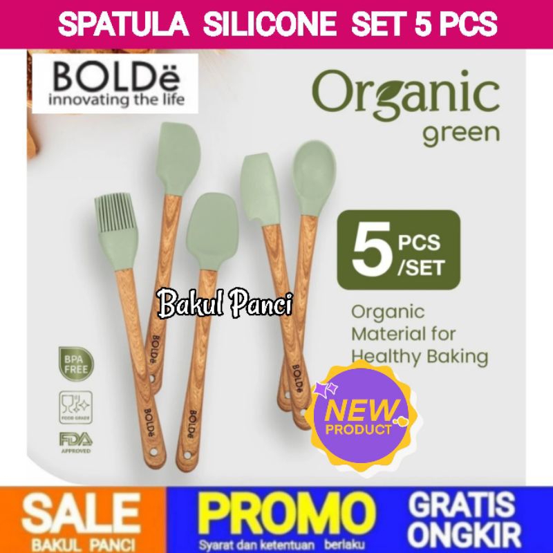 Jual BOLDe ORGANIC GREEN UTENSIL SET 5 PCS - SPATULA BAKING SET ...