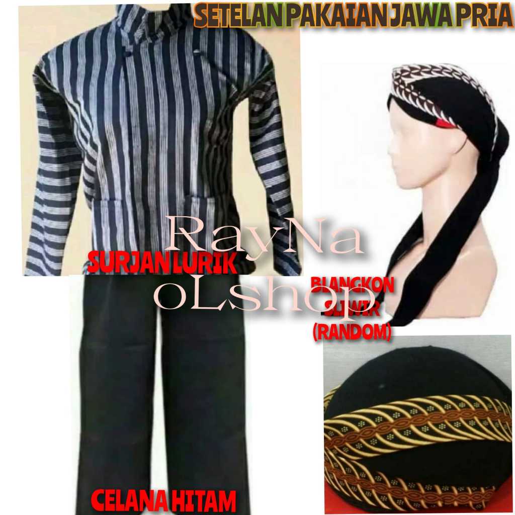 Jual BAJU KEMEJA JAWA PRIA | SURJAN LURIK ABU HITAM + CELANA HITAM + BLANGKON SLIWIR | SETELAN ...