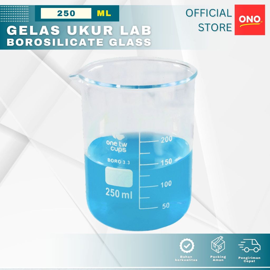Jual ONOID Gelas Ukur Lab Kimia Takar 250ml Borosilicate Glass ...