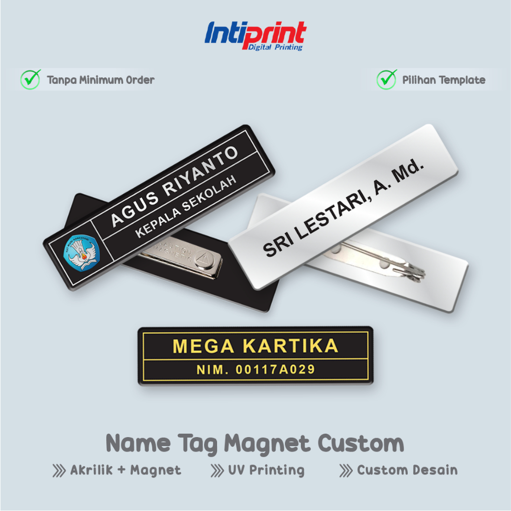 Jual Nametag Custom/Papan Nama Akrilik/Name Tag Magnet Print UV Acrylic ...