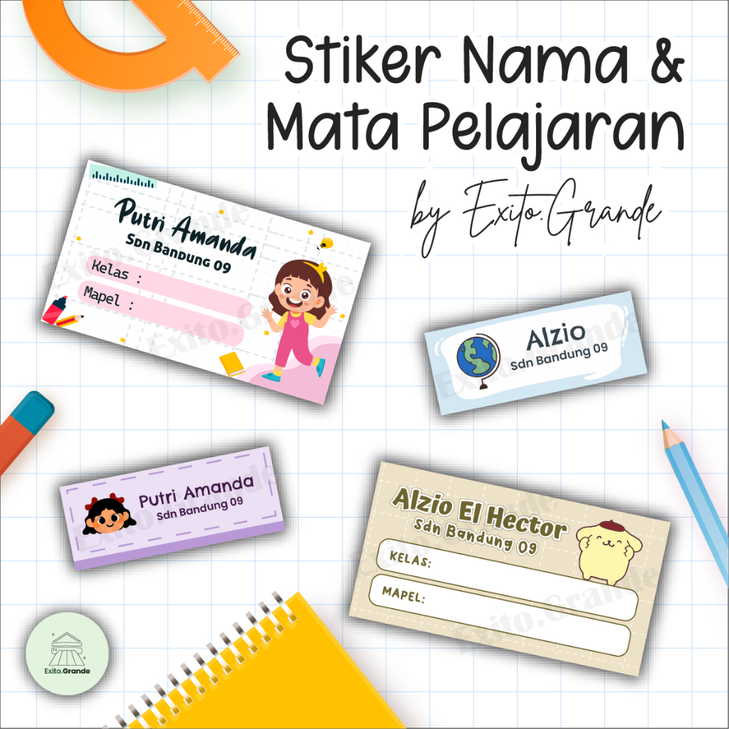 Jual Stiker Nama/Stiker Mata Pelajaran/Stiker Buku Isi 46 Pcs | Shopee ...