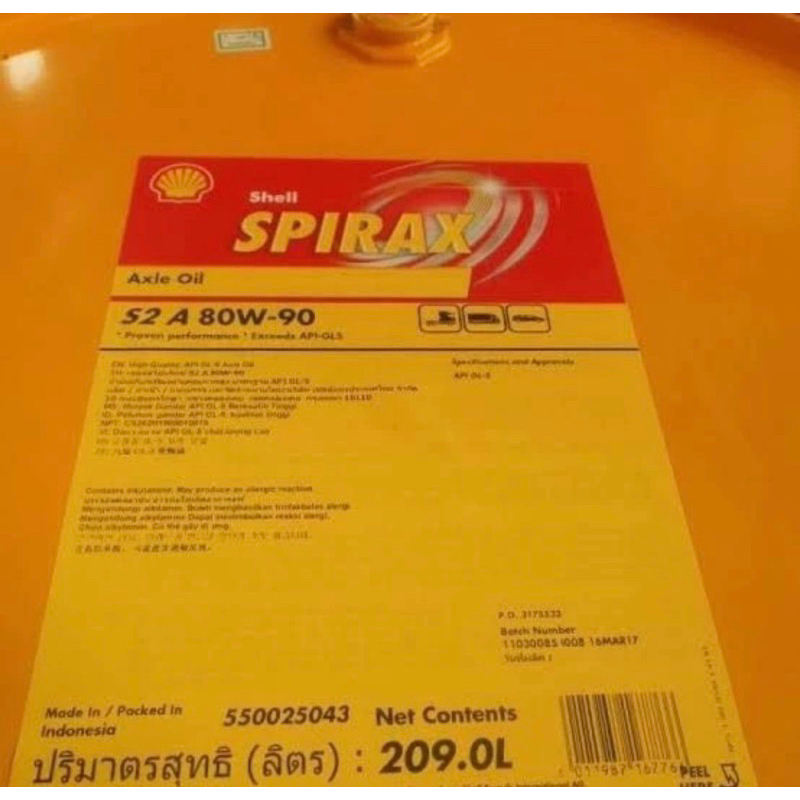 Jual Oli Shell Spirax S2 A 80W-90 Oli Garden isi 209 Liter | Shopee ...