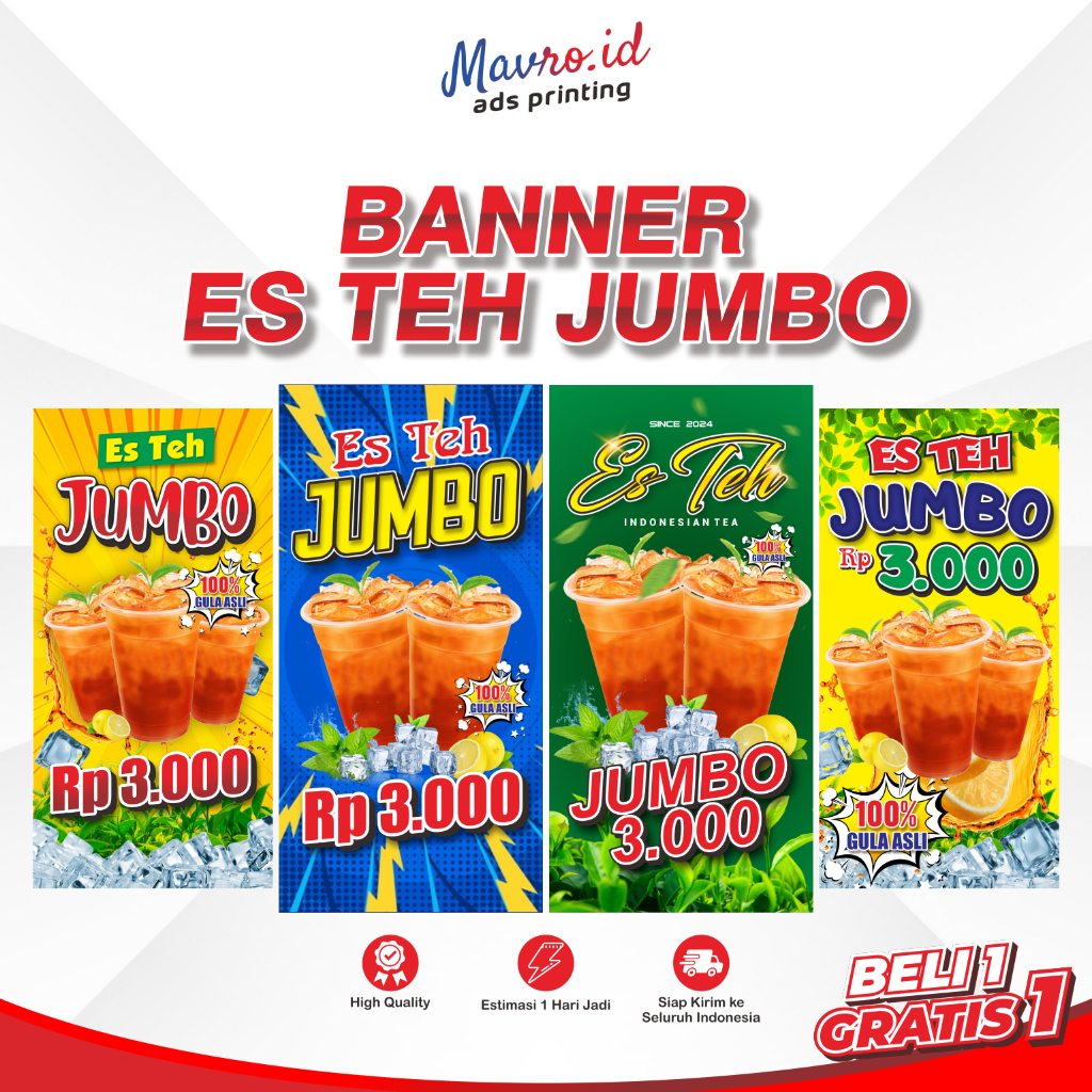 Jual Beli 1 GRATIS 1 | Cetak Spanduk Banner Es Teh Jumbo GRATIS DESAIN ...