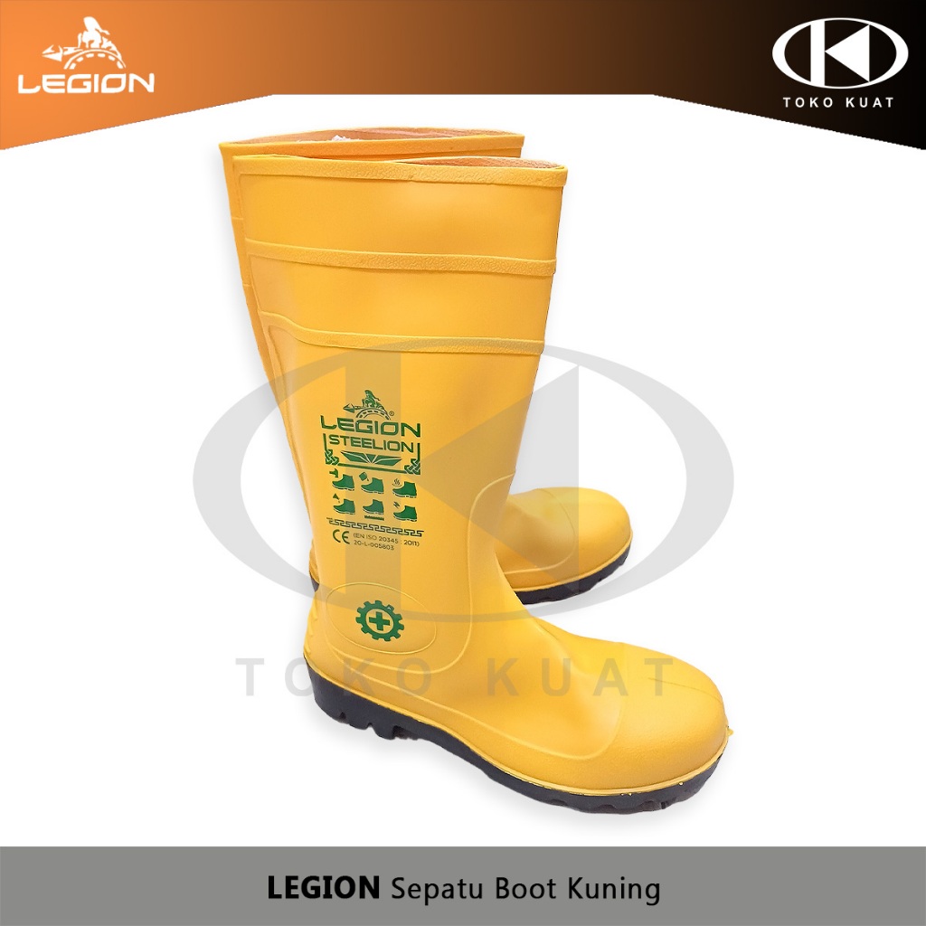 Jual LEGION Sepatu Boot Kuning Safety STEELION Ujung Jari Ada Besi ...