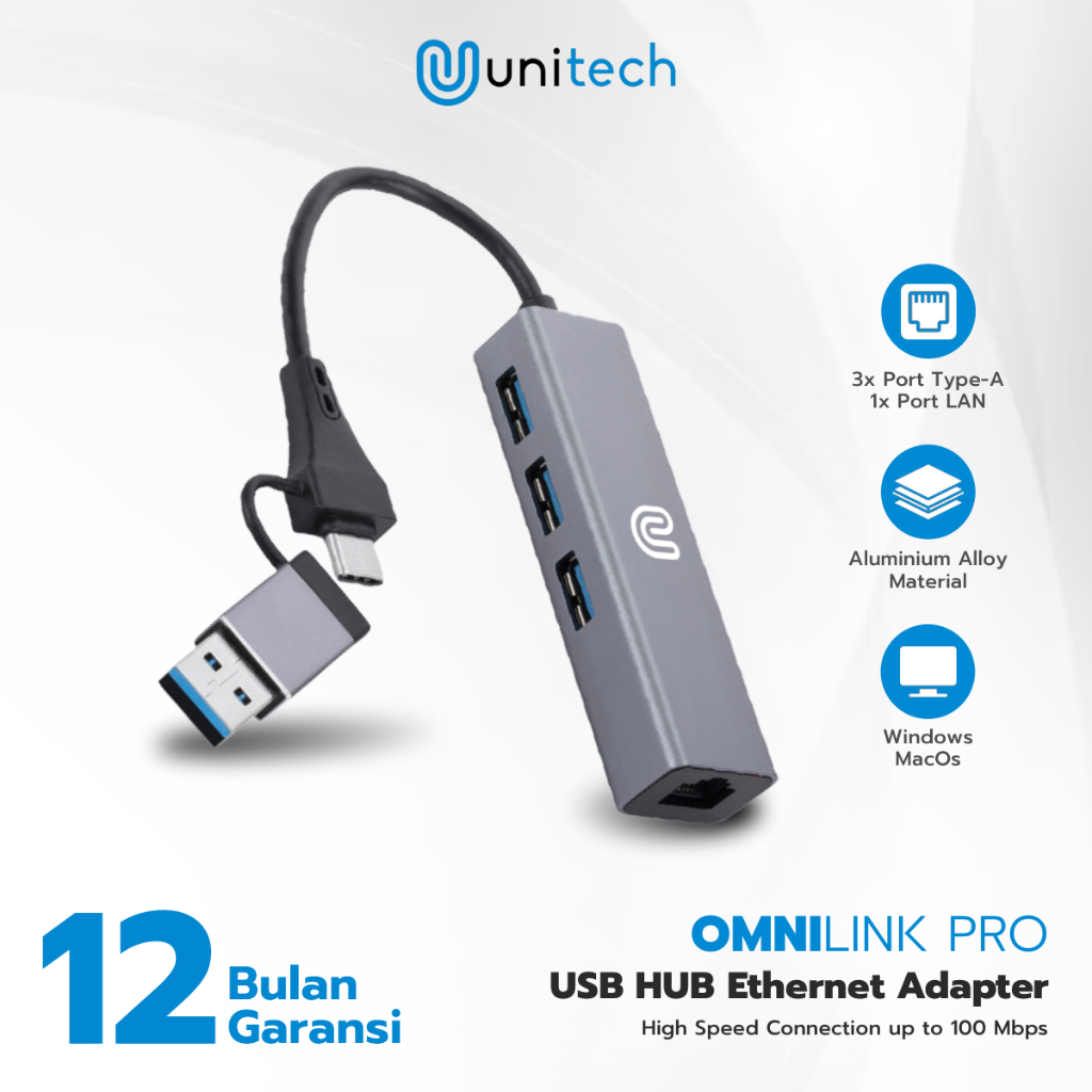 Jual USB HUB Converter Type C & USB HUB 3.0 + LAN | 4 in 1 - OmniLink ...