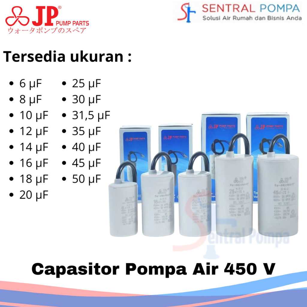 Jual Kapasitor Kabel Pompa Air JP 6uf - 50 Mikro Capacitor Capasitor ...