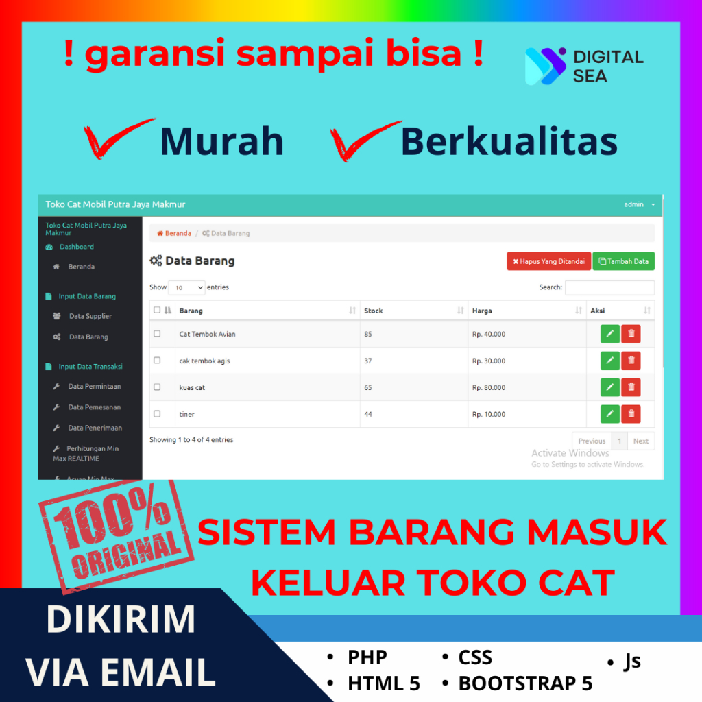 Jual Source Code - Sistem Persediaan Barang Masuk Keluar Menggunakan Metode Min Max, PHP Native ...