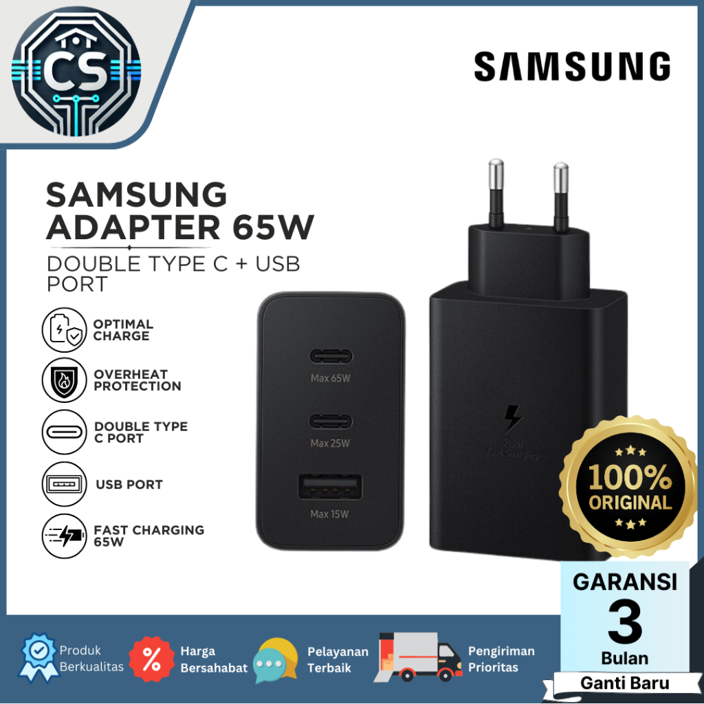 Jual Adapter Samsung 65W Original Trio Wall Power Delivery Support ...