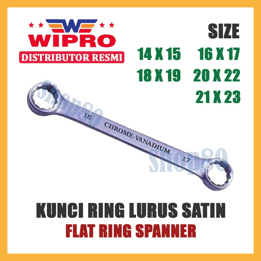 Jual Wipro Kunci Ring Lurus Flat Spanner 14 15 16 17 18 19 20 21 22 23 mm | Shopee Indonesia