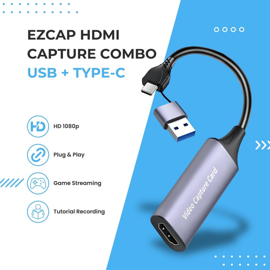 Jual Ezcap HDMI Capture Combo USB+Type-C Video Capture Card USB+Type-C ...