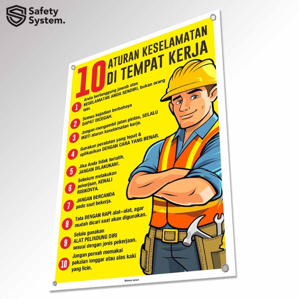 Jual Spanduk Banner K3 Safety Kesehatan Kerja 10 Aturan Keselamatan di ...