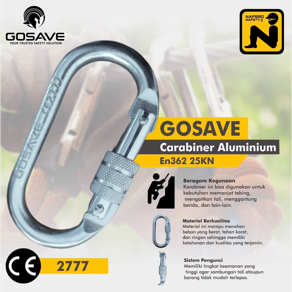 Jual Carabiner Pro Oval Screw Baja Galvanis EN362 25KN Safety Harness ...