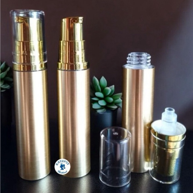 Jual botol 10 ml airless gold full pump serum refill bilqis | Shopee ...