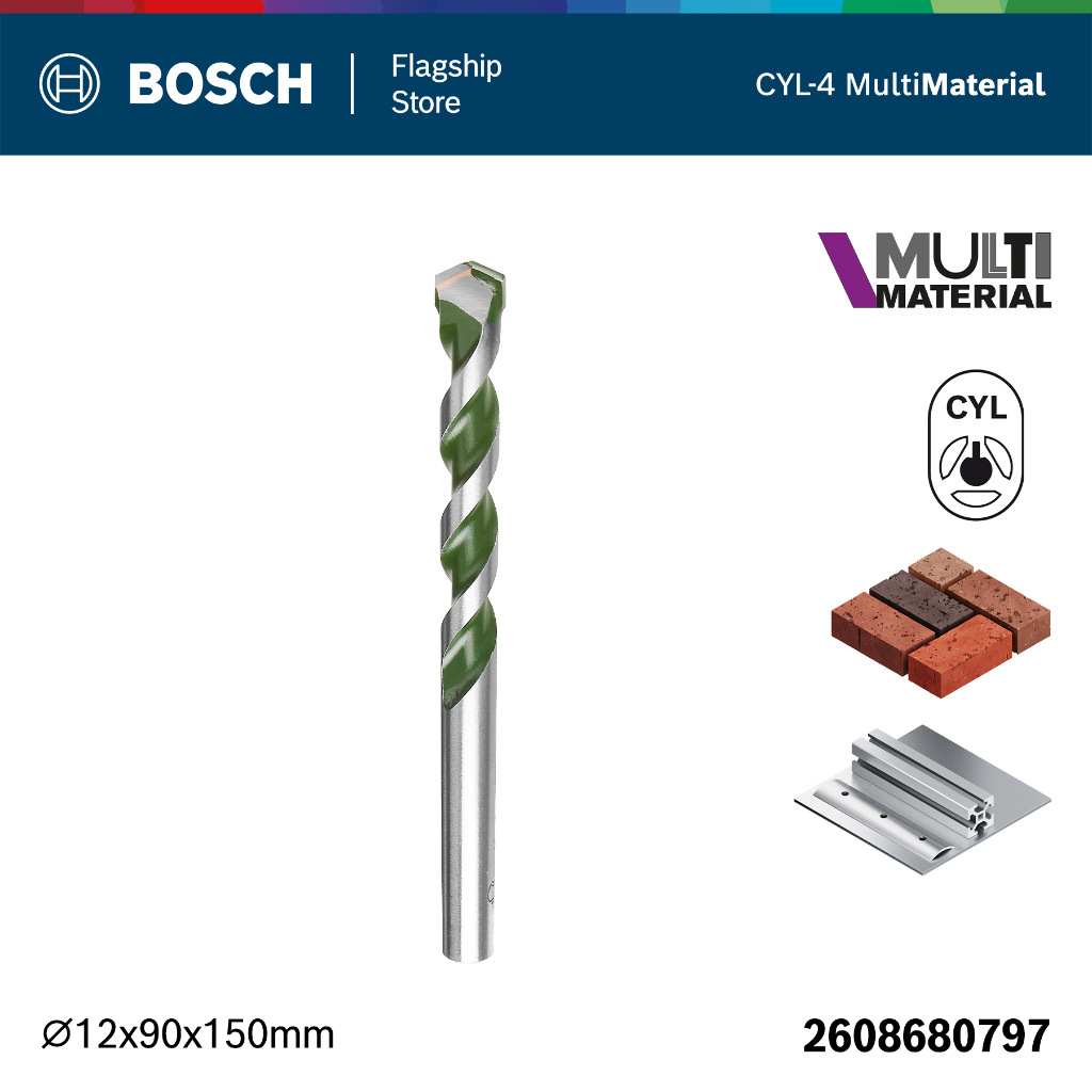 Jual BOSCH Mata Bor Serbaguna 12 mm (12x90x150 mm) / CYL-4 Multi Material Drill Bit - 2608680797 ...