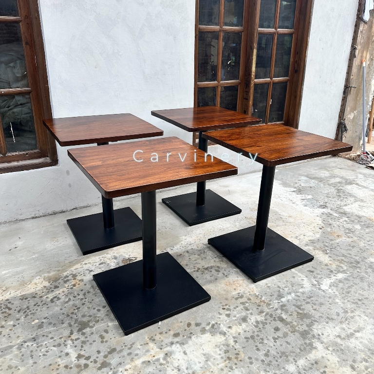 Jual Meja Makan Cafe Kayu Jati Kaki Besi, Meja Restoran Model Terbaru, Meja kaki satu | Shopee ...
