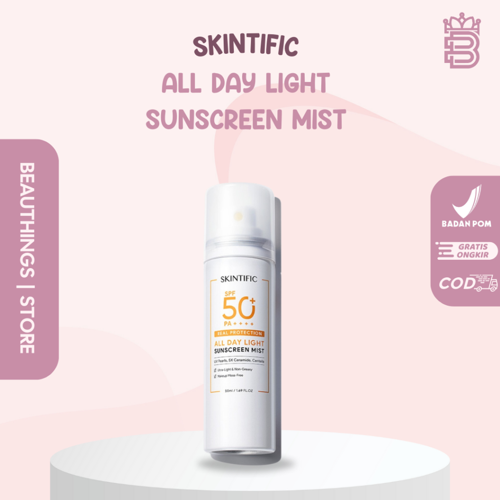 Jual SKINTIFIC All Day Light Sunscreen Mist Spray SPF 50 PA++ Anti Sinar UV Sun Screen SS BEST ...