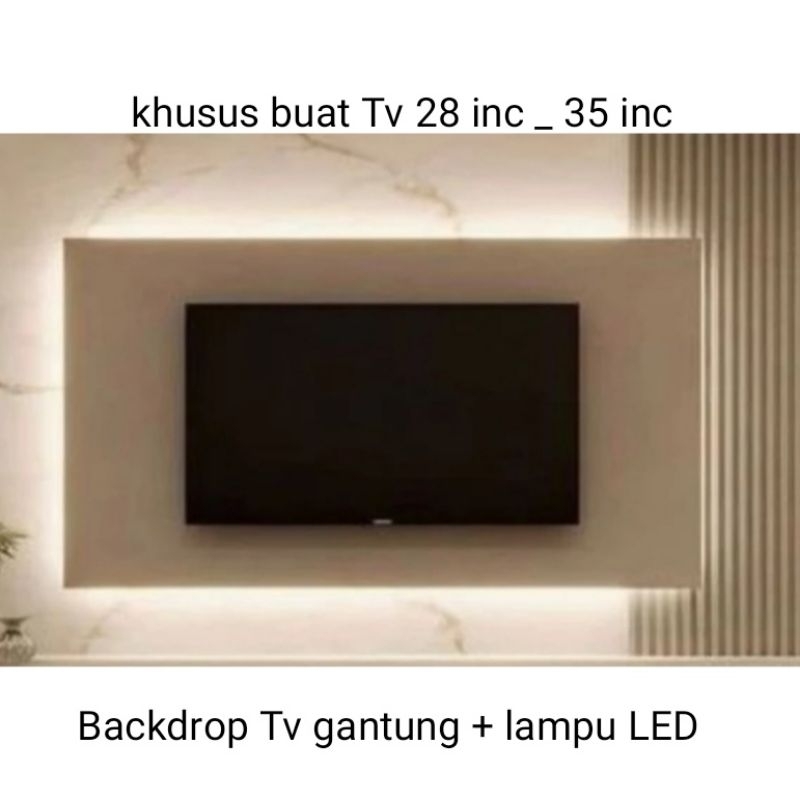 Jual Backdrop Tv gantung modern dengan lampu LED ( tv 28 inc _ 35 inc ) | Shopee Indonesia